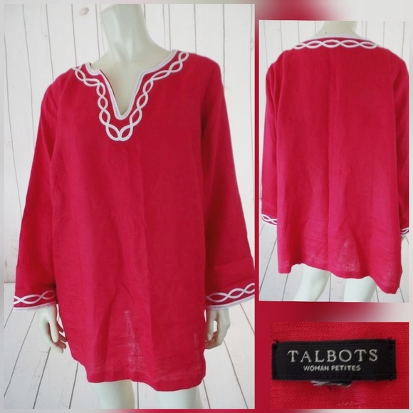 Talbots | Tops | Talbots Woman Petites Tunic Top 6p Ted Linen | Poshmark